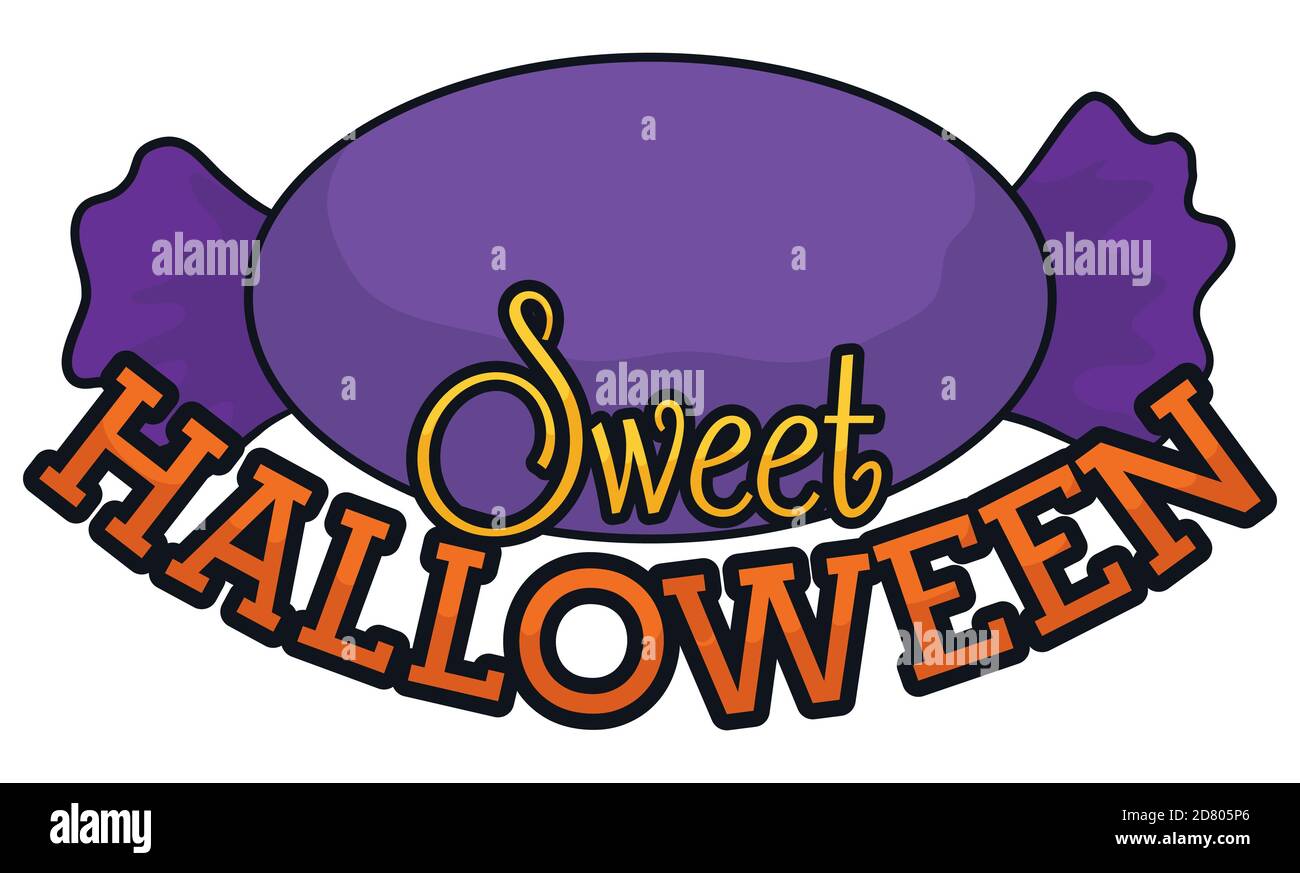 Hard candy in purple envelope and greeting sign wishing you a sweet ...