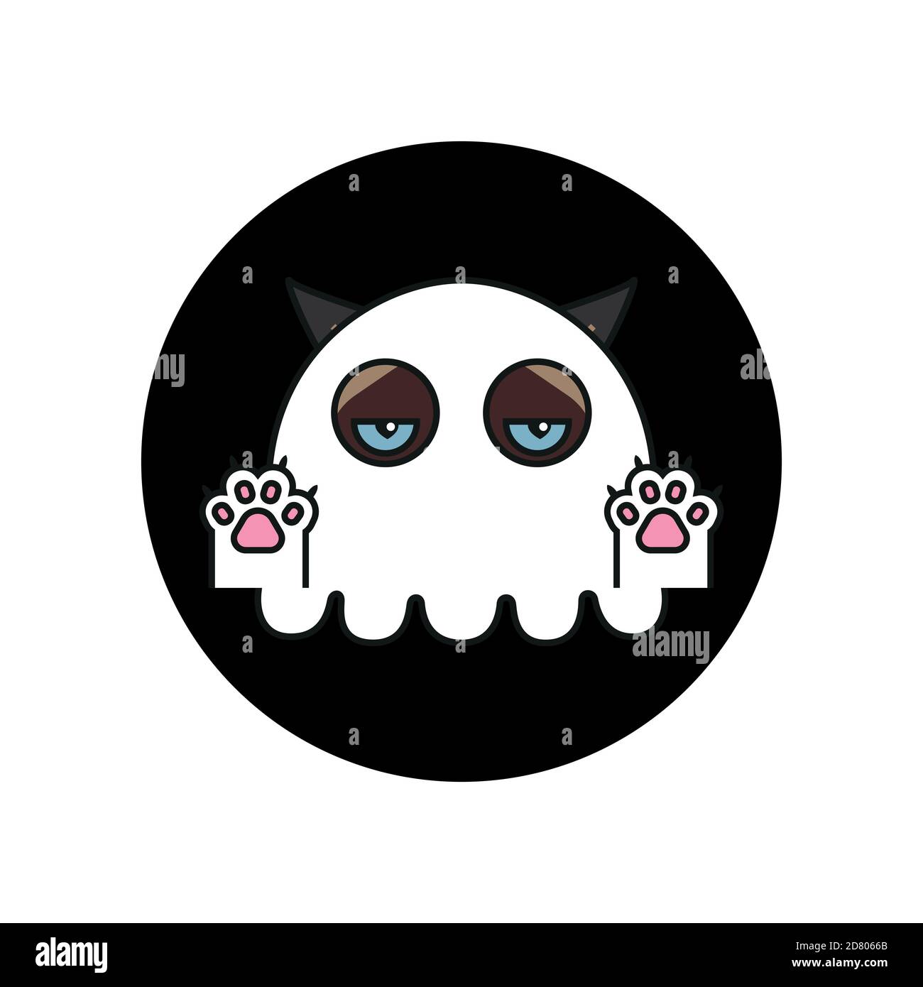 Grumpy cat in ghost costume sticker. Halloween Stock Vector Image & Art ...