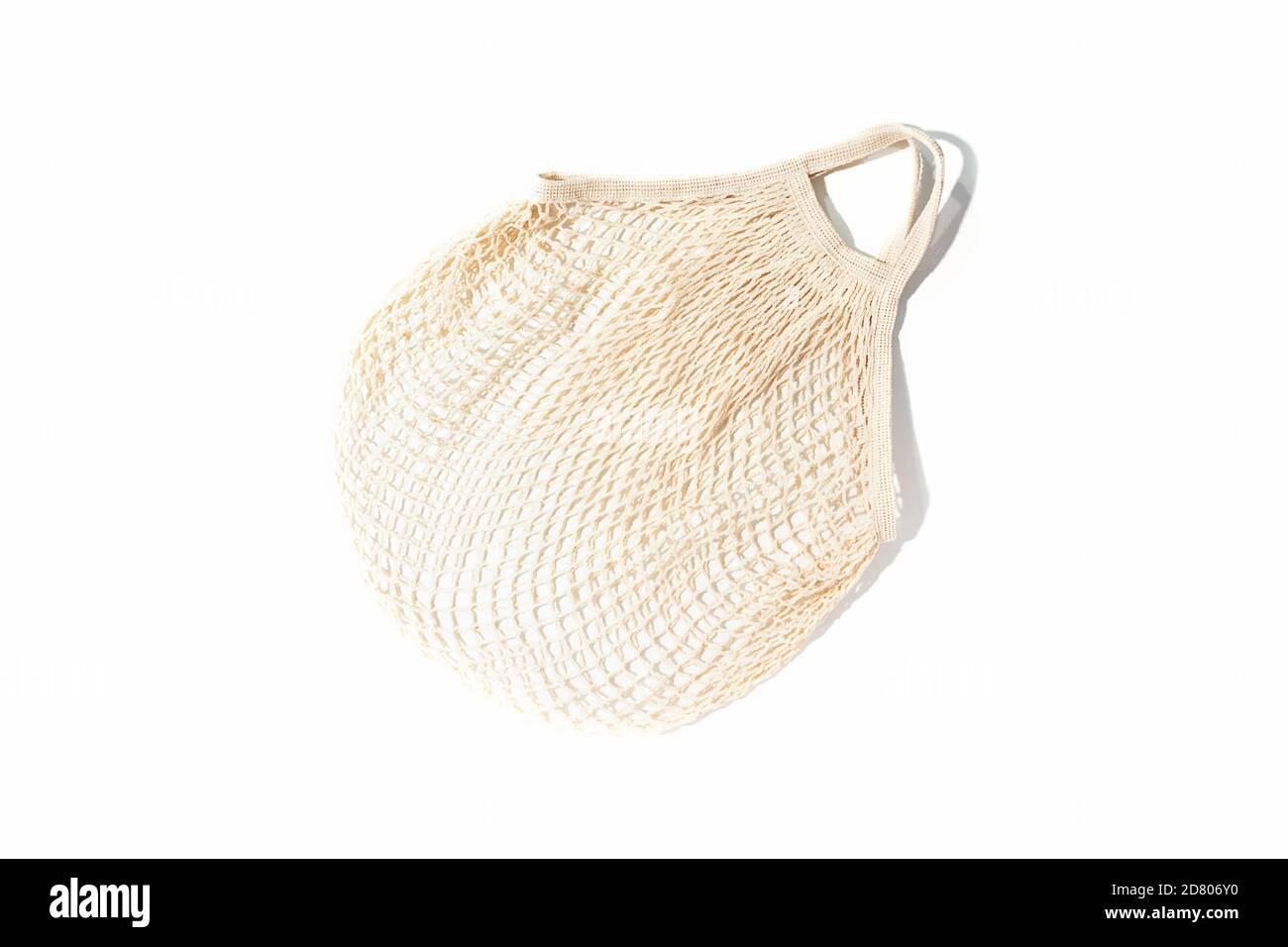 Eco string bag isolated on white background. Top view. Zero waste ...