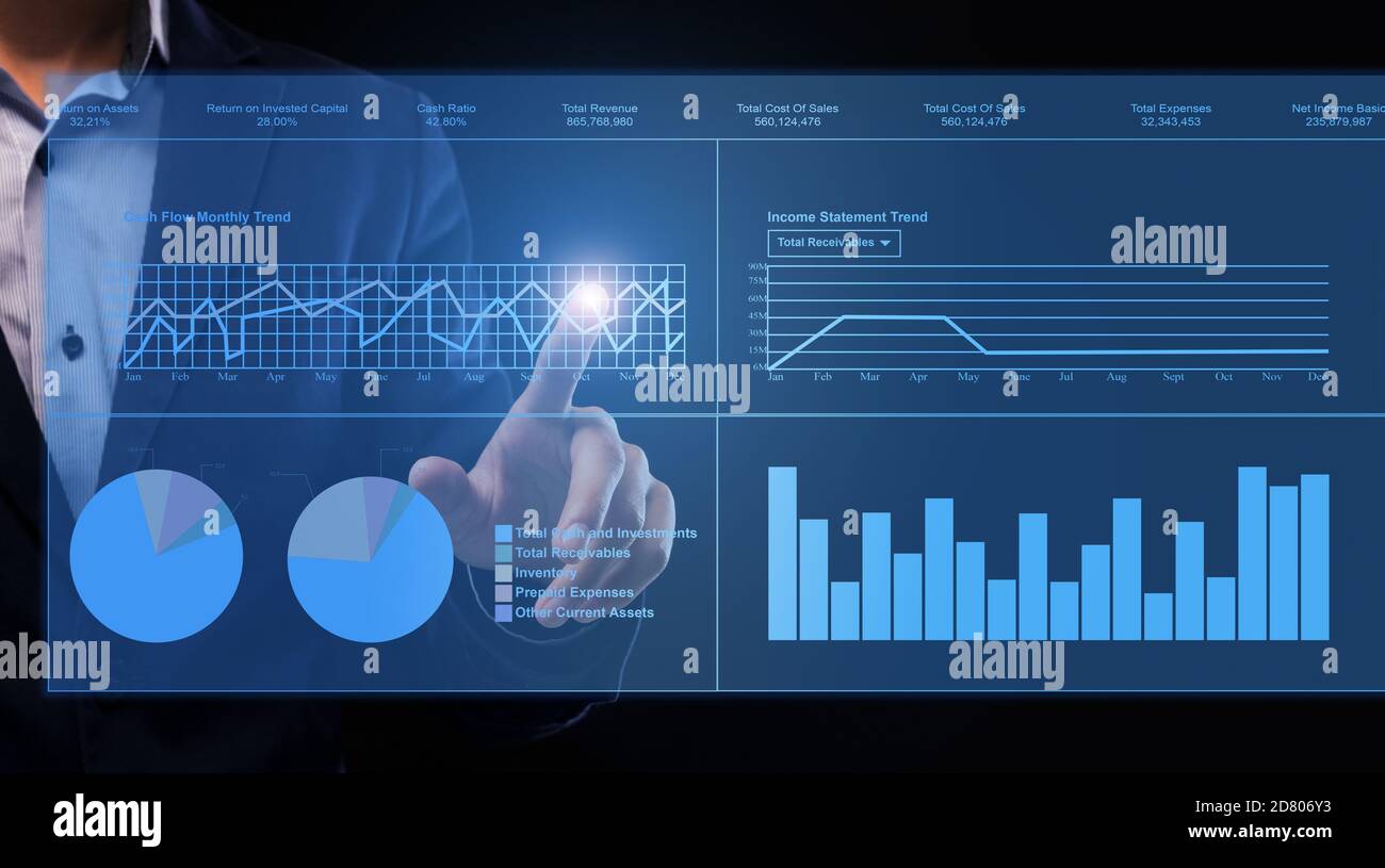 Modern Business Technologies. Unrecognizable businessman touching ...
