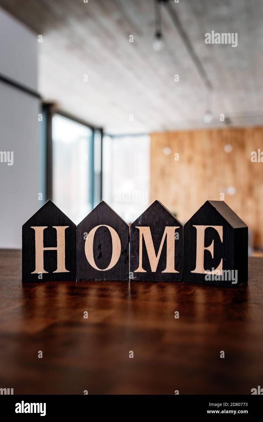 the inscription house made of blocks Stock Photo - Alamy