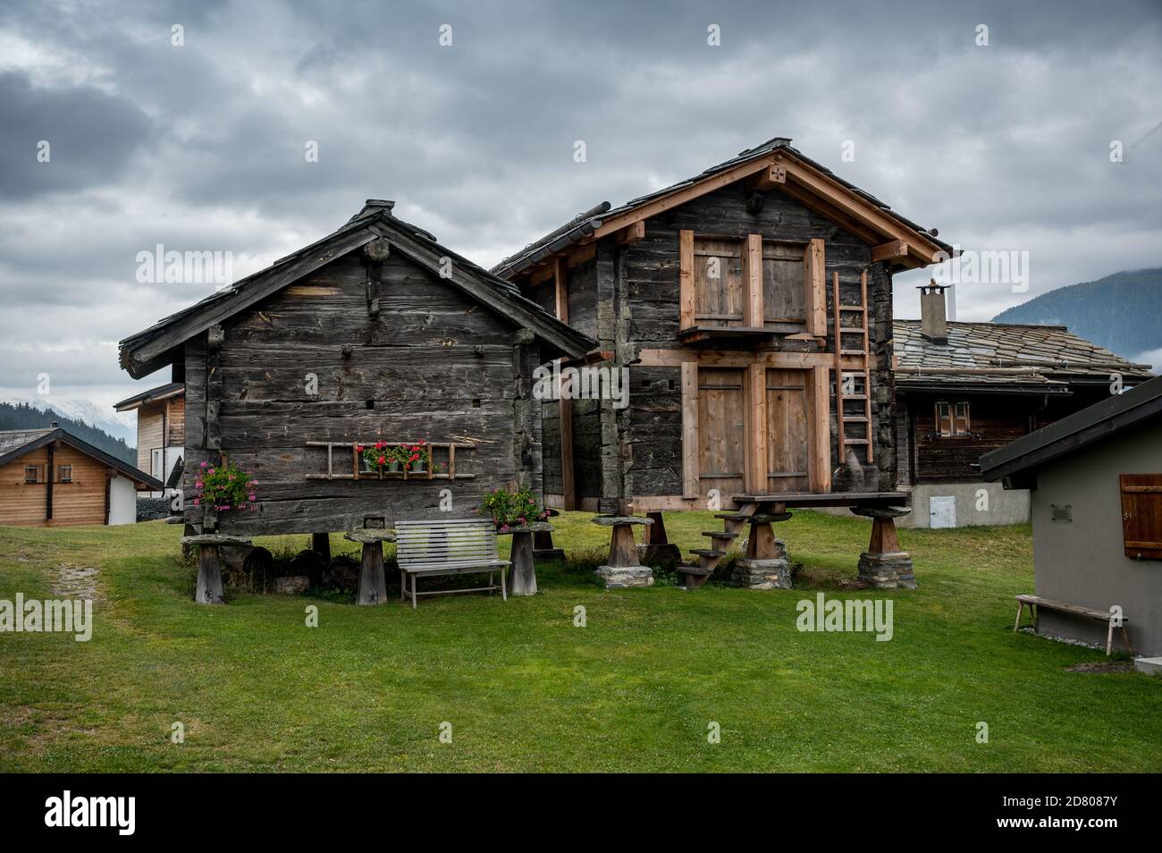typical traditional wooden house in the village of Finnen in Upper ...