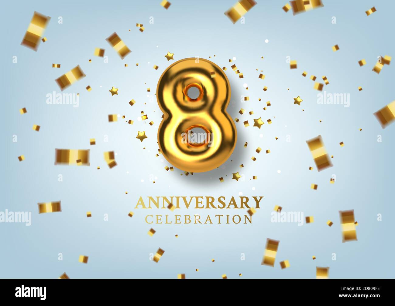 8th Anniversary celebration. Number in the form of golden balloons ...