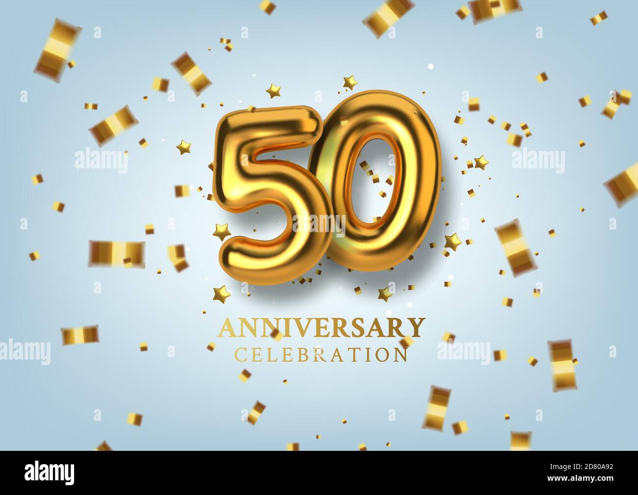 50th Anniversary celebration. Number in the form of golden balloons ...