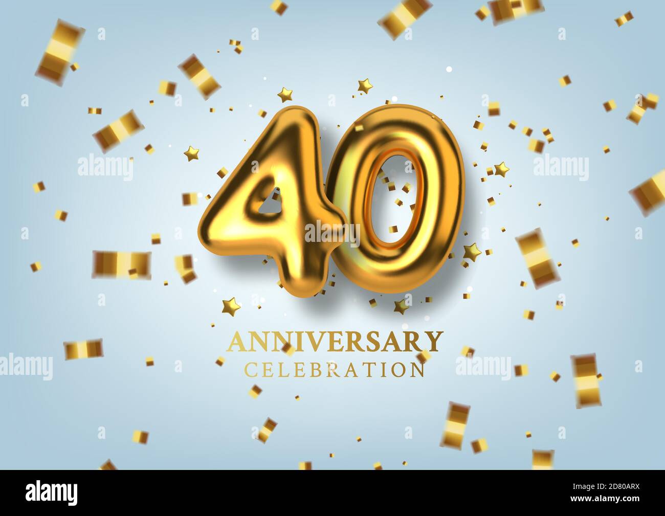 40th Anniversary celebration. Number in the form of golden balloons ...