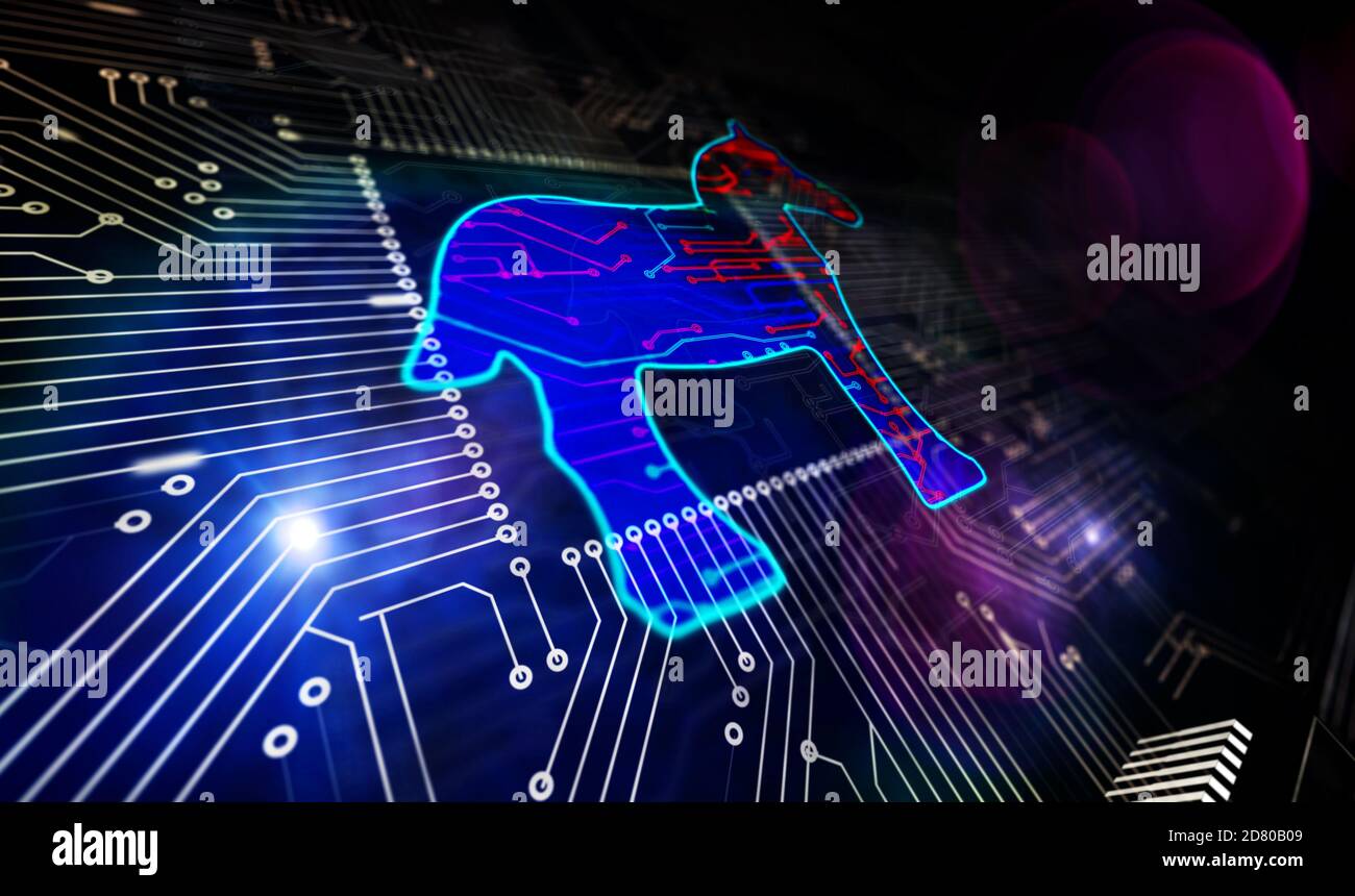 Trojan attack, digital theft, identity spying, cyber crime, malware ...