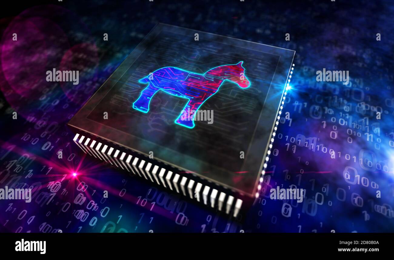 Trojan attack, digital theft, identity spying, cyber crime, malware ...