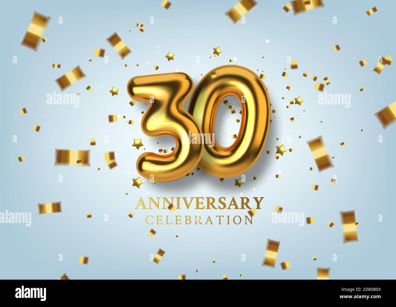 30th Anniversary celebration. Number in the form of golden balloons ...