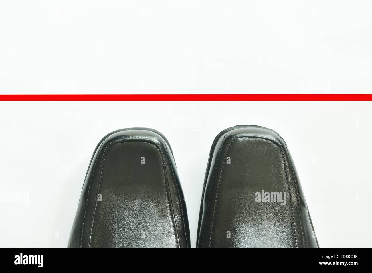 black business leather shoe with red line to transcend on white ...