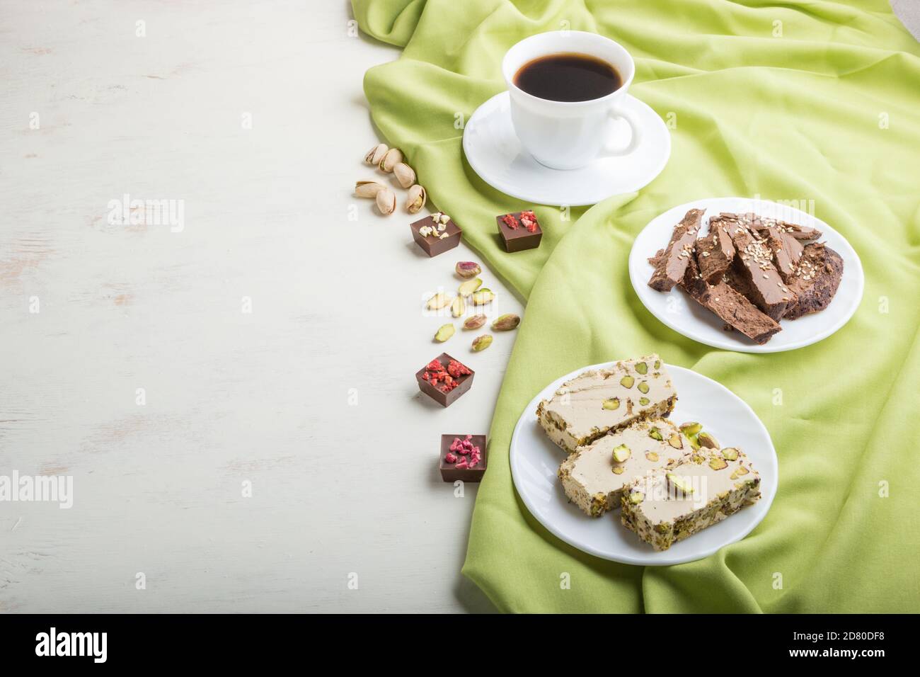 traditional arabic sweets sesame halva with chocolate and pistachio and ...