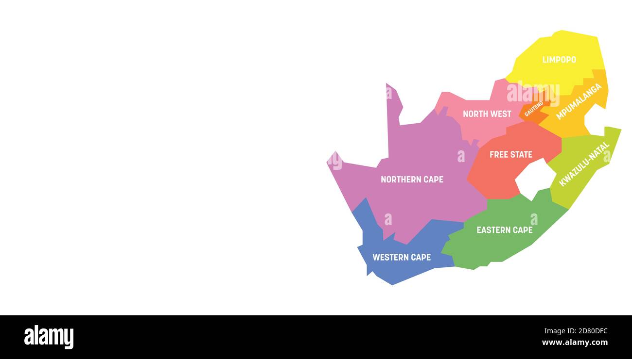 Colorful political map of South Africa, RSA. Administrative divisions ...