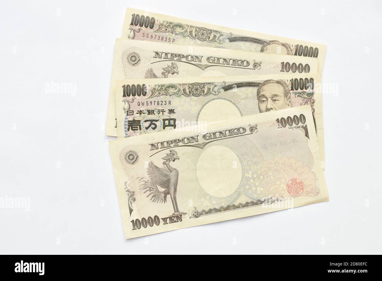 Japanese yen banknote on white background Stock Photo - Alamy