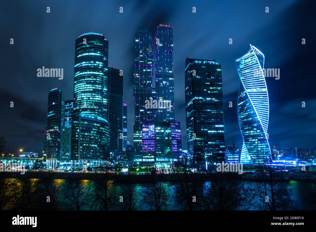 new new buildings of Moscow business center Moscow city at night Stock ...