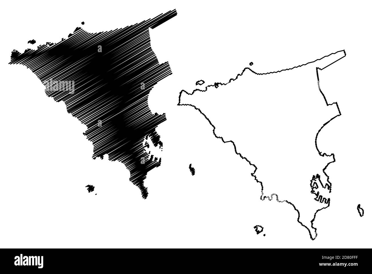 Dakar City (Republic of Senegal, Dakar Region) map vector illustration, scribble sketch City of ...