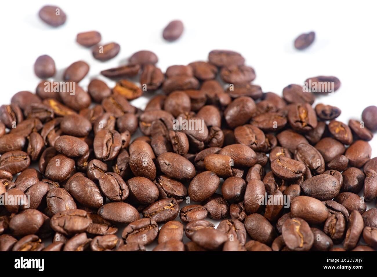 Coffee beans on white background.Fragrant fried coffee beans Stock ...