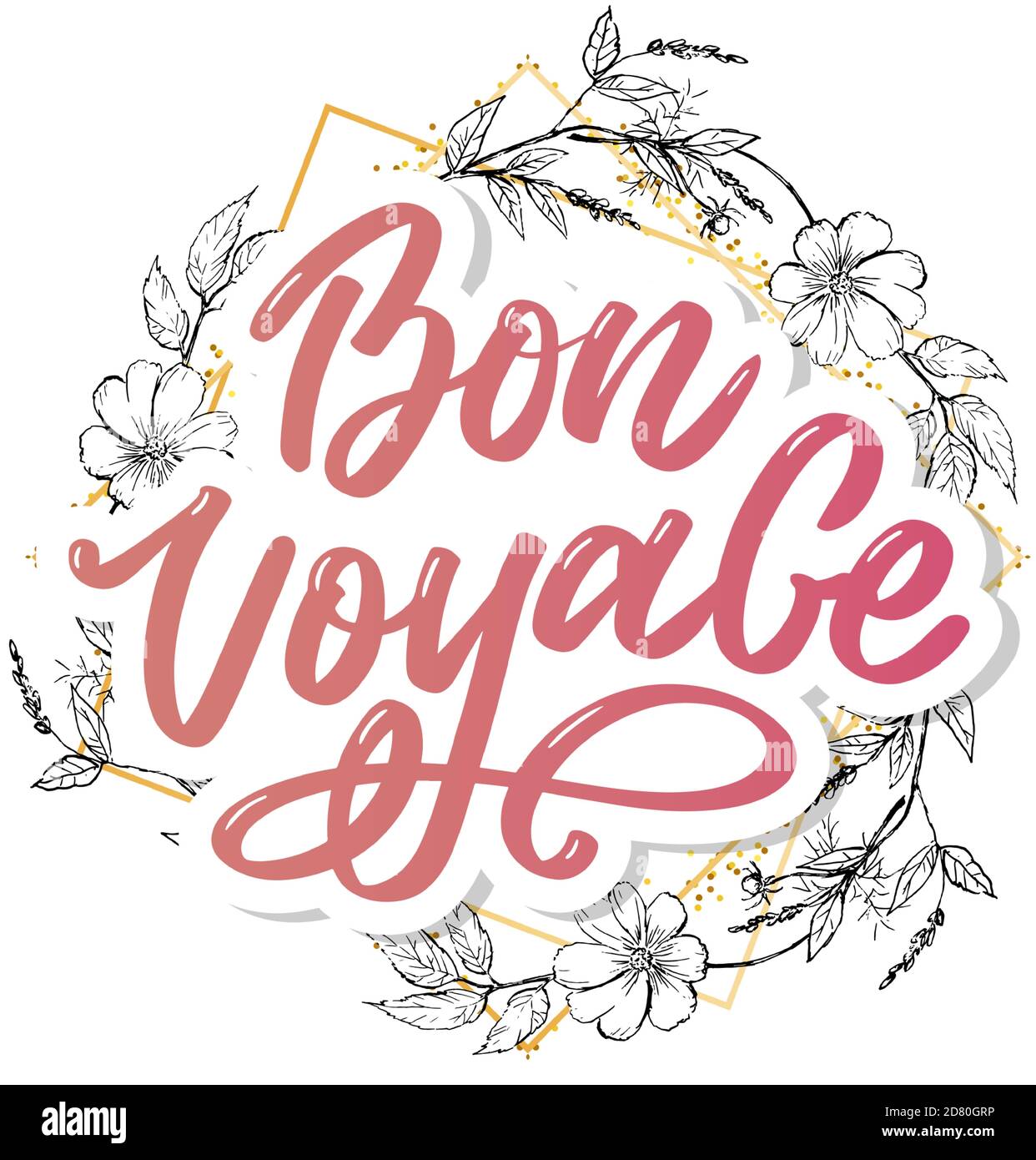 Bon Voyage Hand Lettering Vector Calligraphy Travel Stock Vector Image ...
