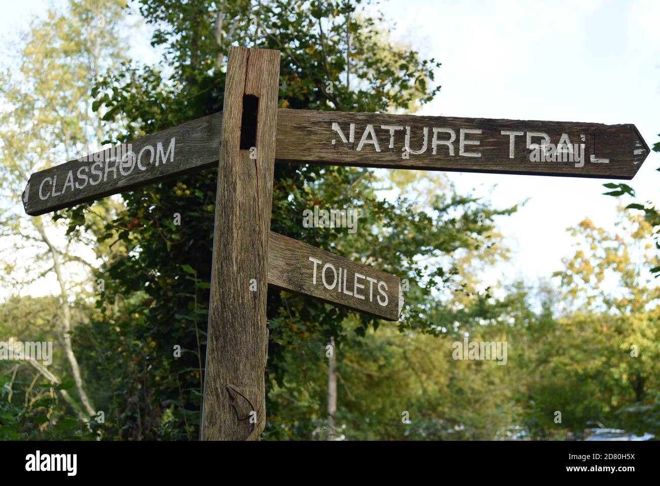 Sign post at a nature reserve Stock Photo - Alamy