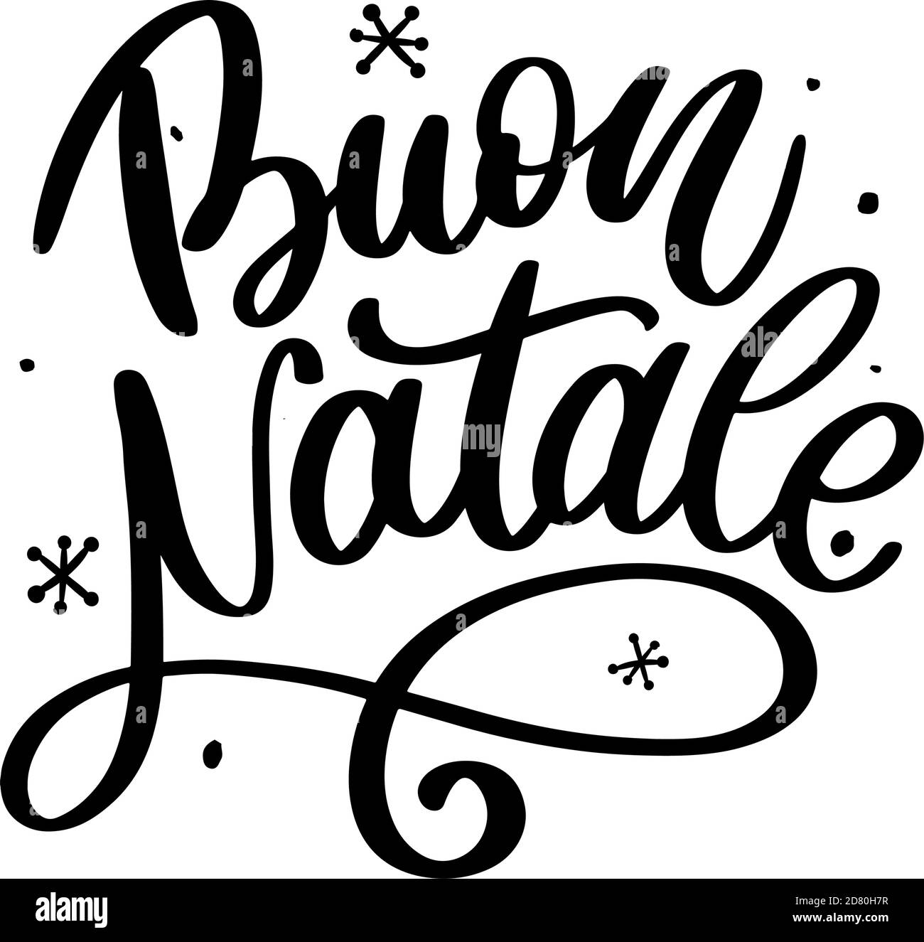 Buon Natale. Merry Christmas Calligraphy Template in Italian. Greeting ...