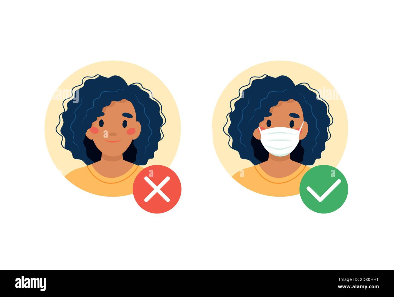 Mask required. No entry without wearing a mask. Black woman with and ...