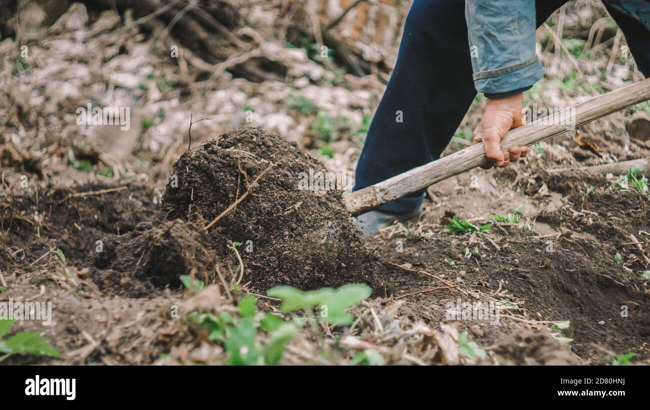 Old man digging ground hi-res stock photography and images - Alamy