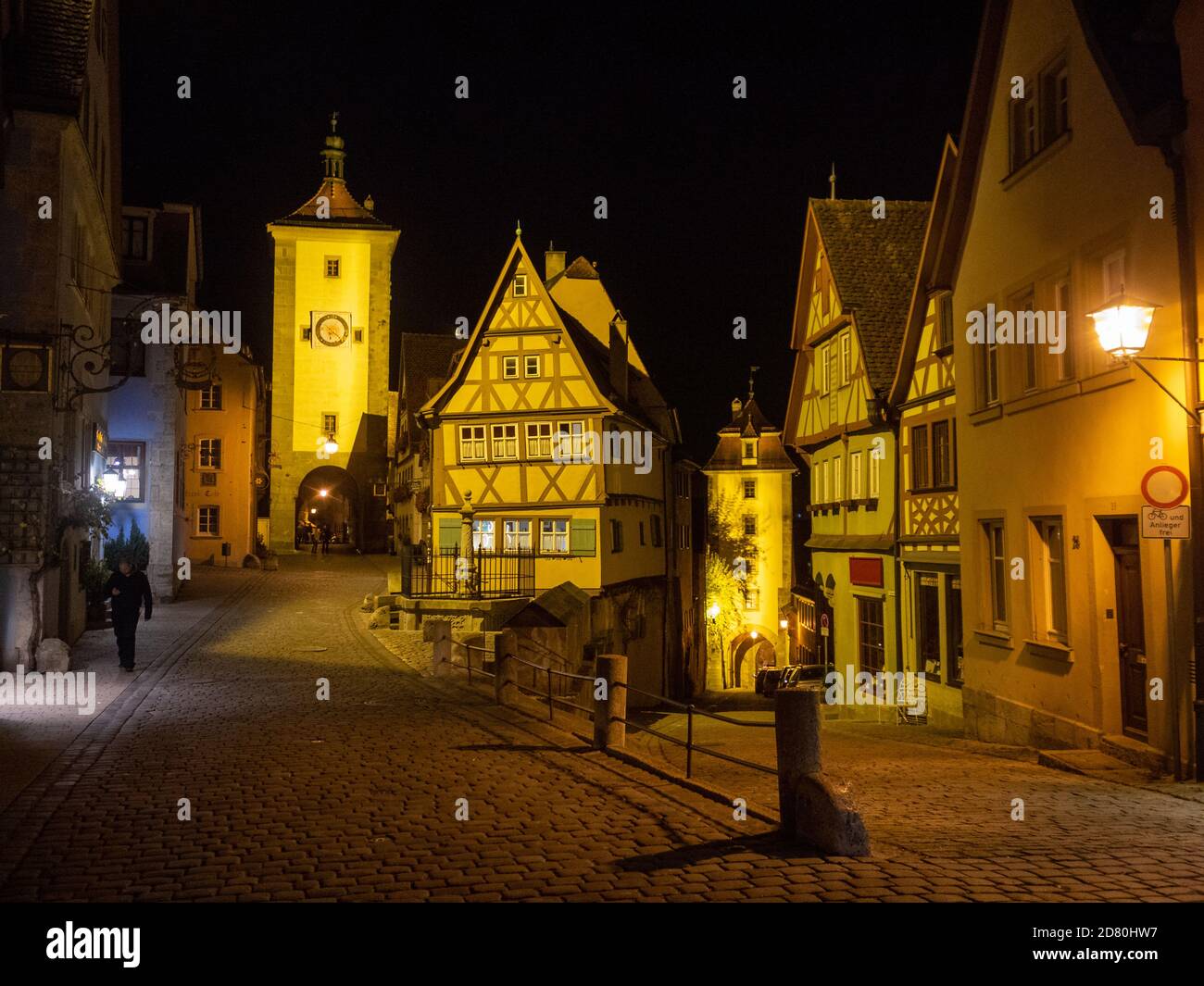 Rothenburg ob der Tauber street at night Stock Photo - Alamy
