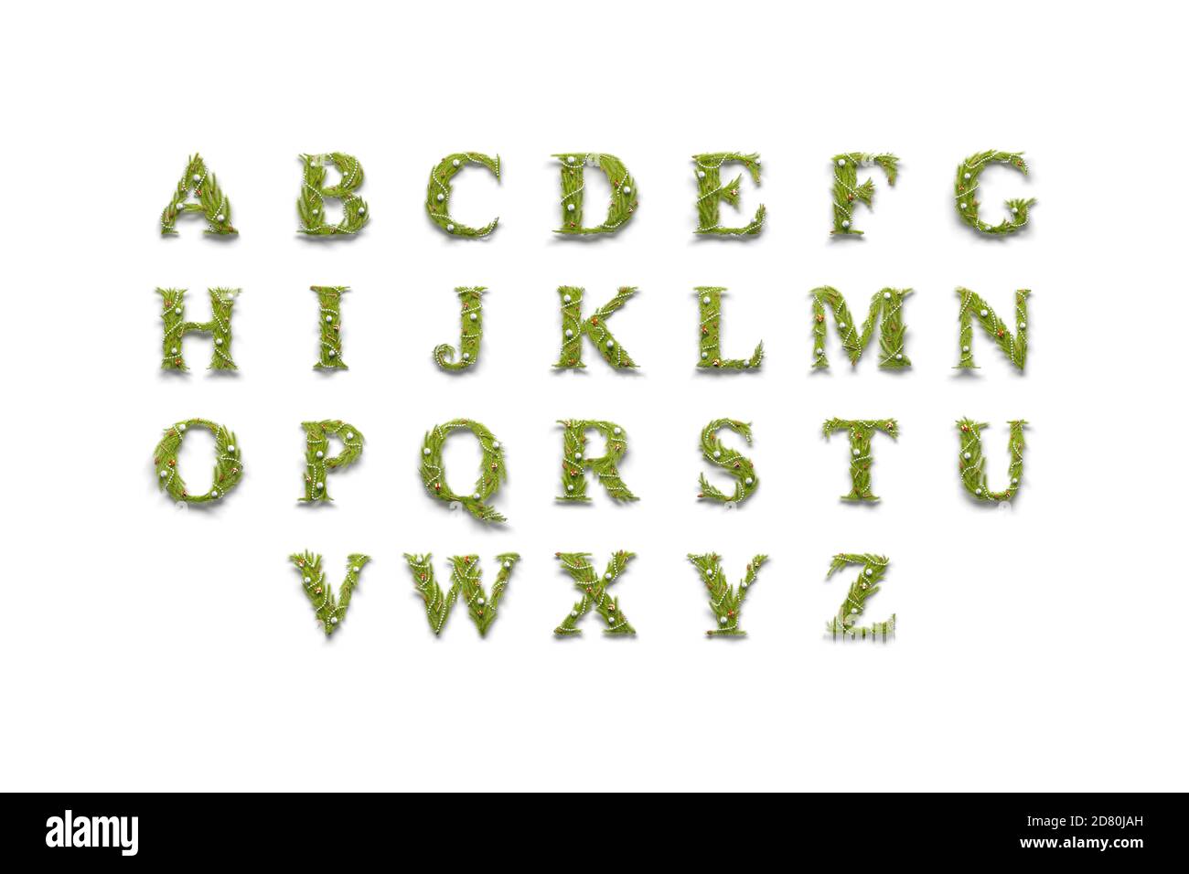 Decorative capital aphabet, new year font mock up isolated Stock Photo ...