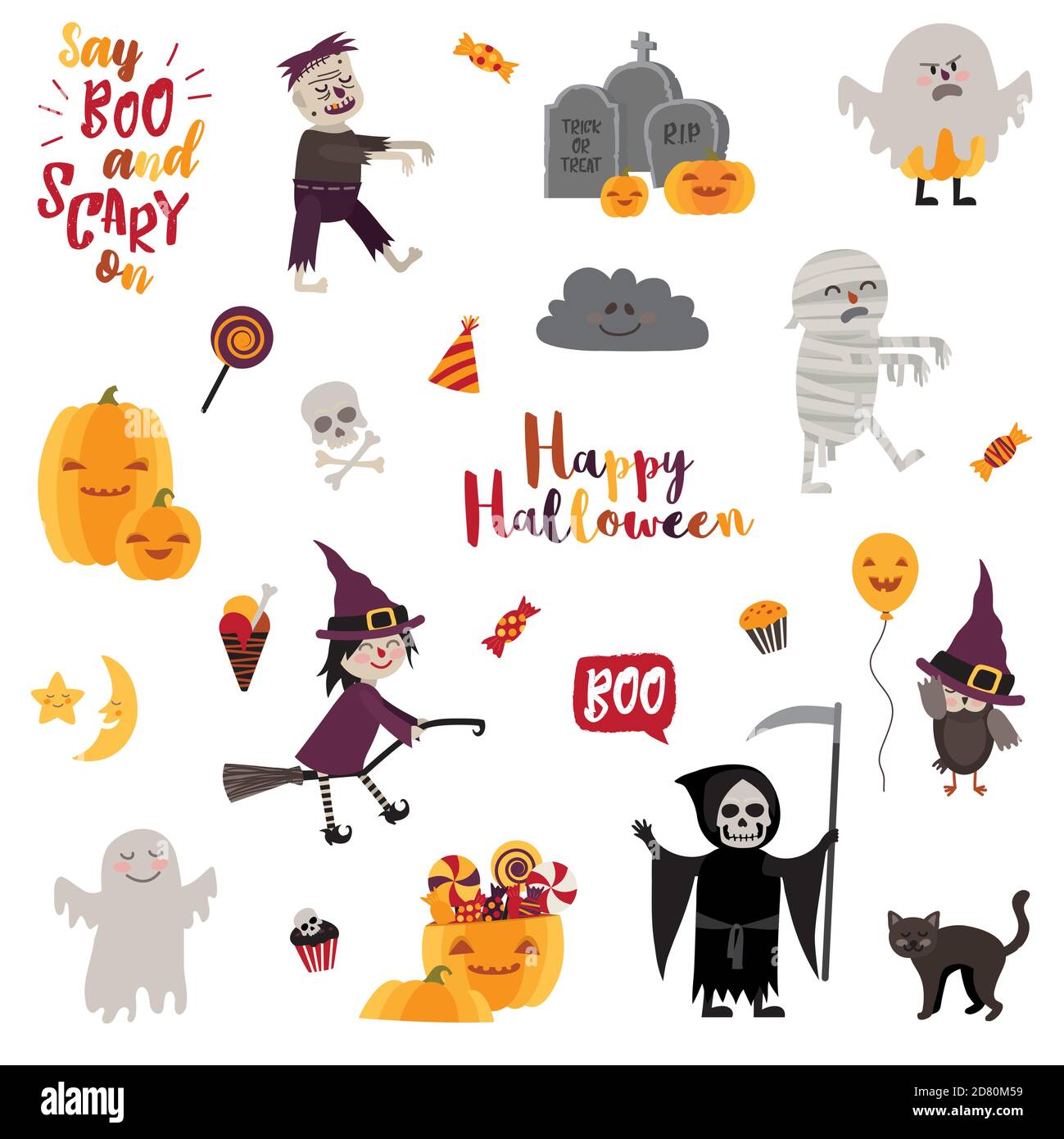 Halloween characters icon collection Stock Vector Images - Alamy