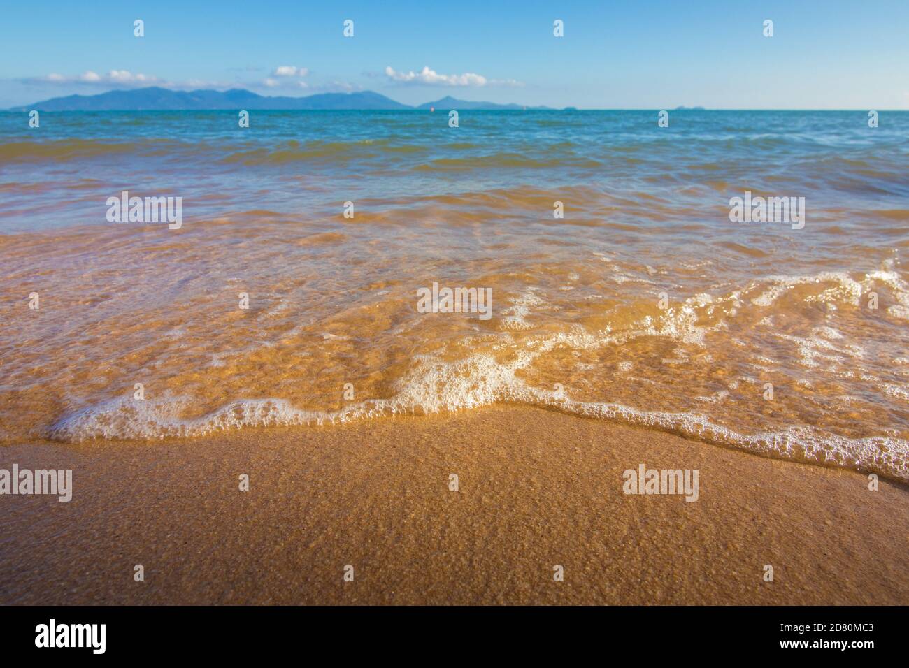 Texture background with surf, sea water and sand on the beach Stock ...