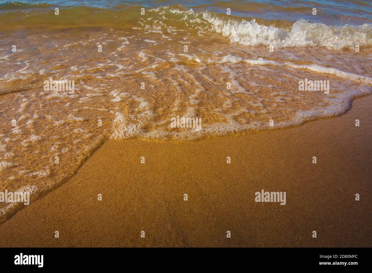 Texture background with surf, sea water and sand on the beach Stock ...