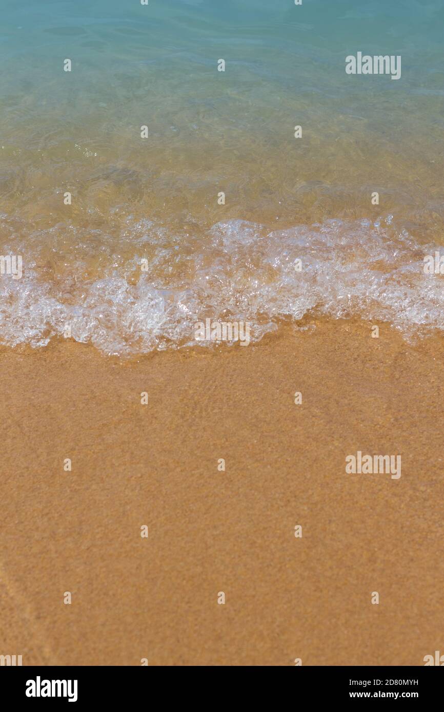 Texture background with surf, sea water and sand on the beach Stock ...