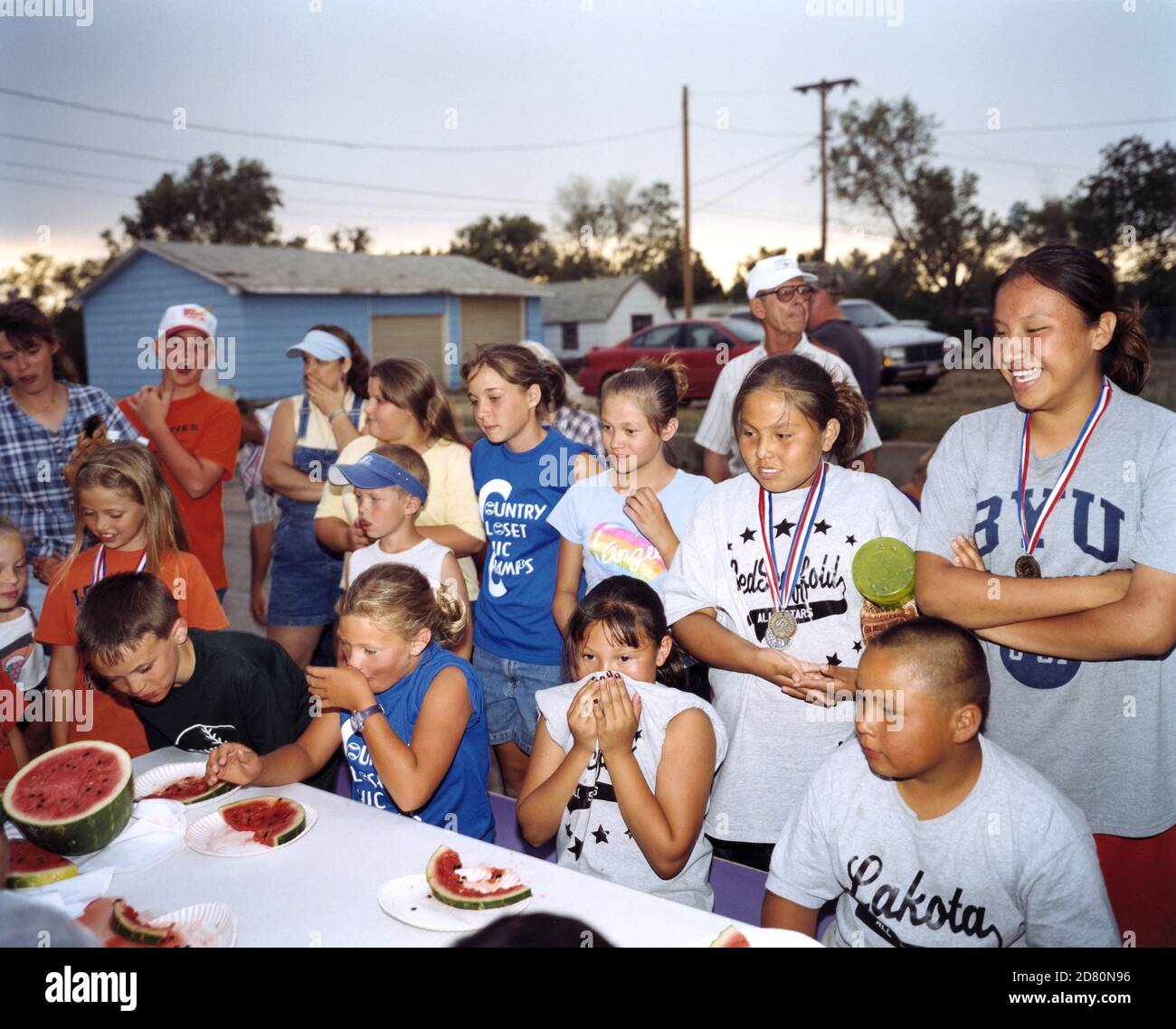 Water melon eating competition, Independence Day, Faith 2002 Stock ...