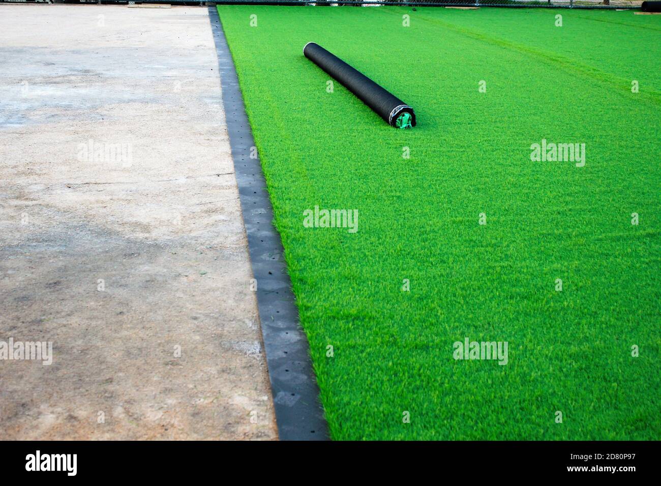 Artificial turf soccer field construction - Athens, Greece, February 24 ...