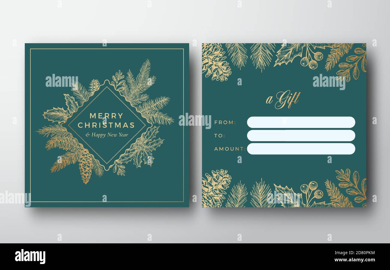 Merry Christmas Abstract Vector Greeting Gift Card Background. Back and ...