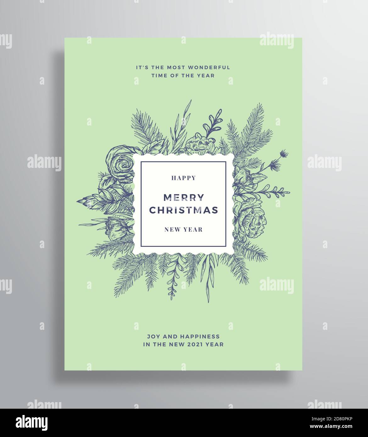 Christmas Abstract Vector Square Frame Greeting Card, Poster or Holiday ...
