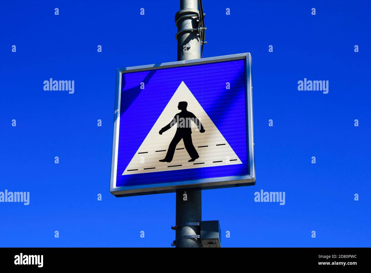 Road and traffic sign pedestrian crossing Stock Photo - Alamy