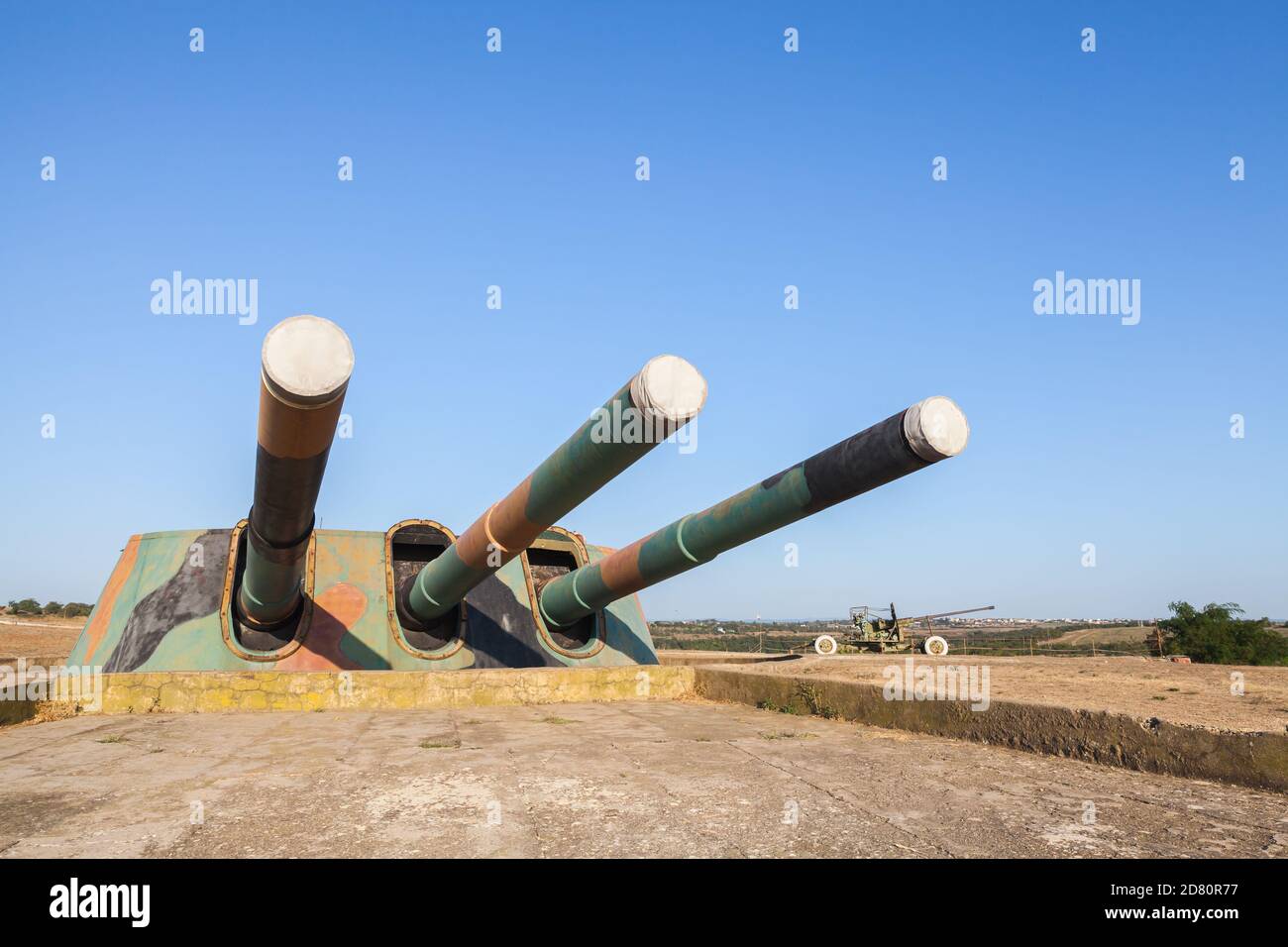 Huge gun of Armored battery 30. Soviet military unit which was ...