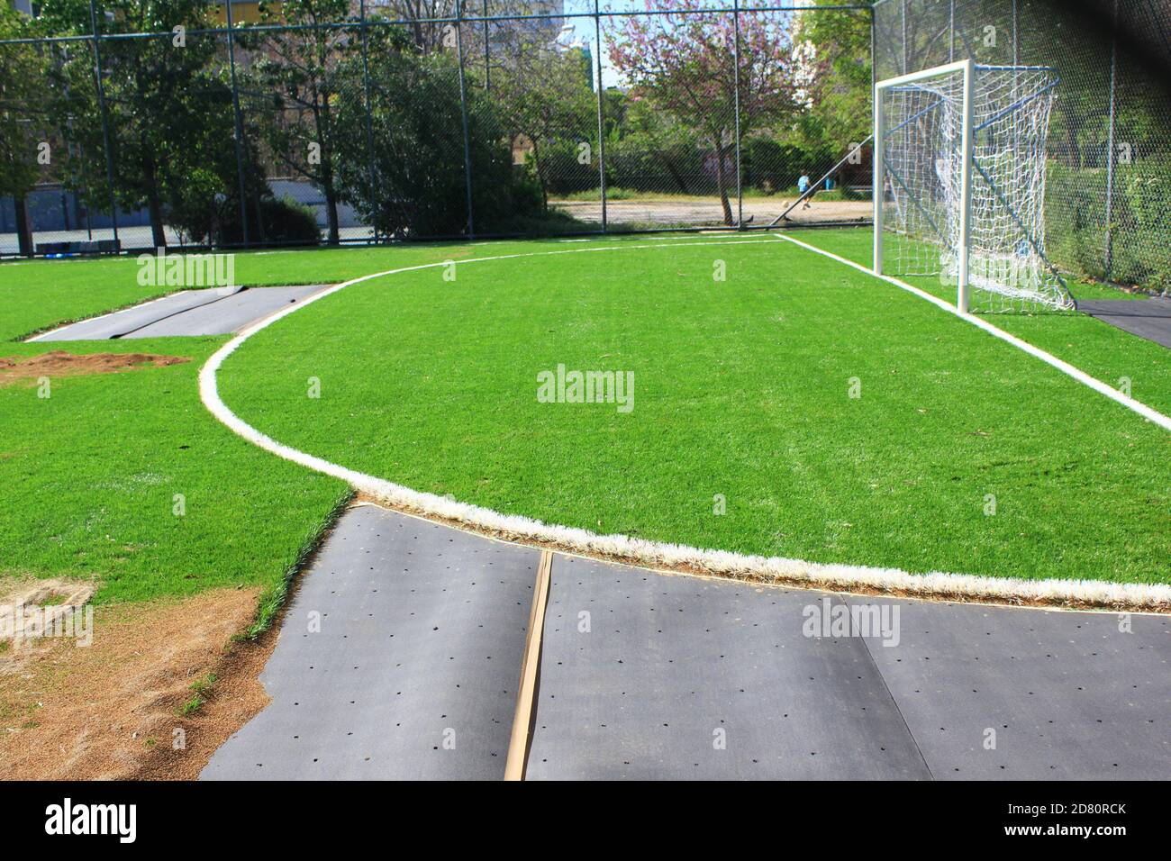 Artificial turf soccer field construction - Athens, Greece, April 17 ...