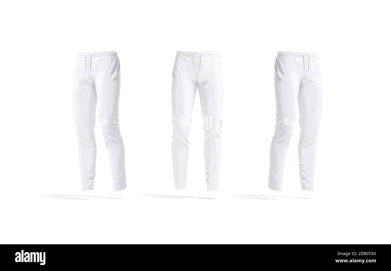 Blank white sport pants mockup, front and side view Stock Photo - Alamy