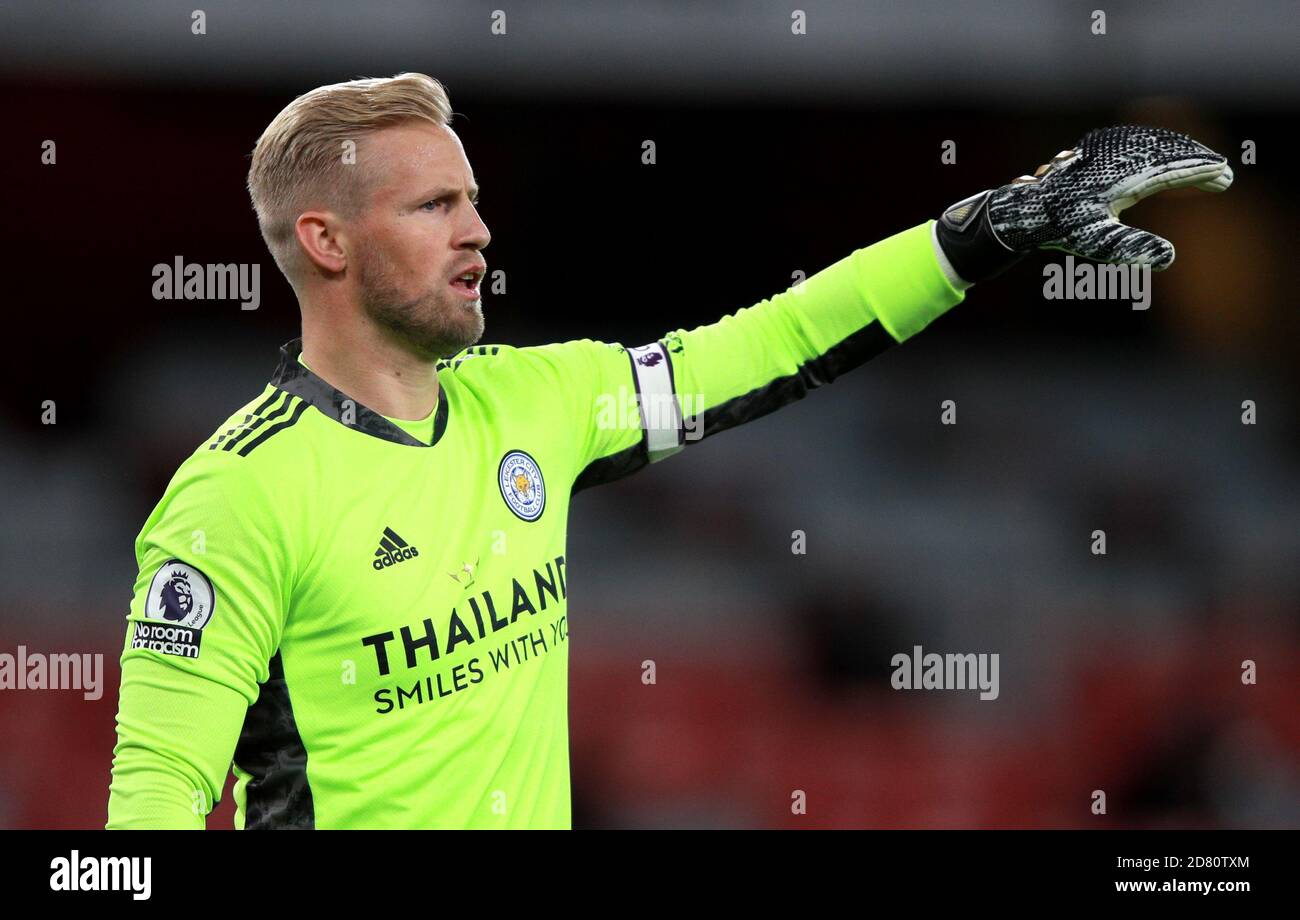Leicester City goalkeeper Kasper Schmeichel during the Premier League ...