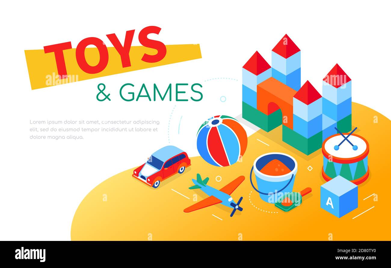Toys and games - modern isometric web banner Stock Vector Image & Art ...