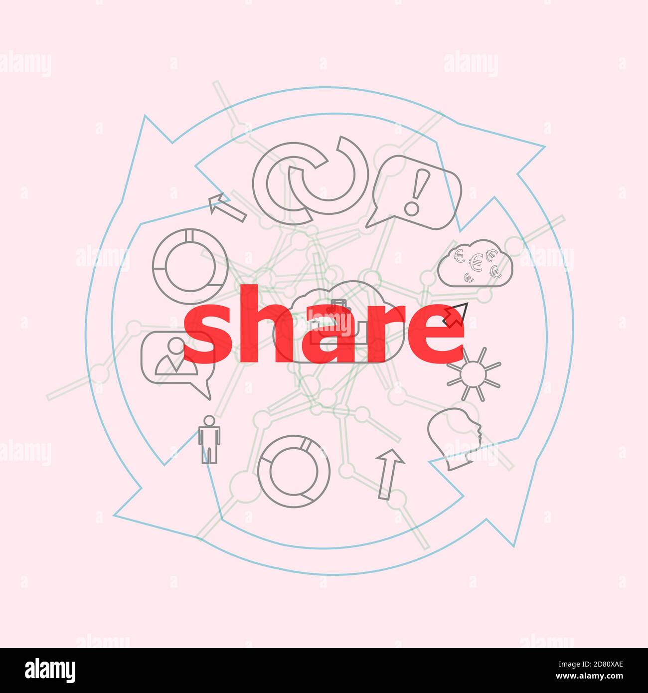 Text Share. Web design concept . Flat outline linear Infographic Stock ...