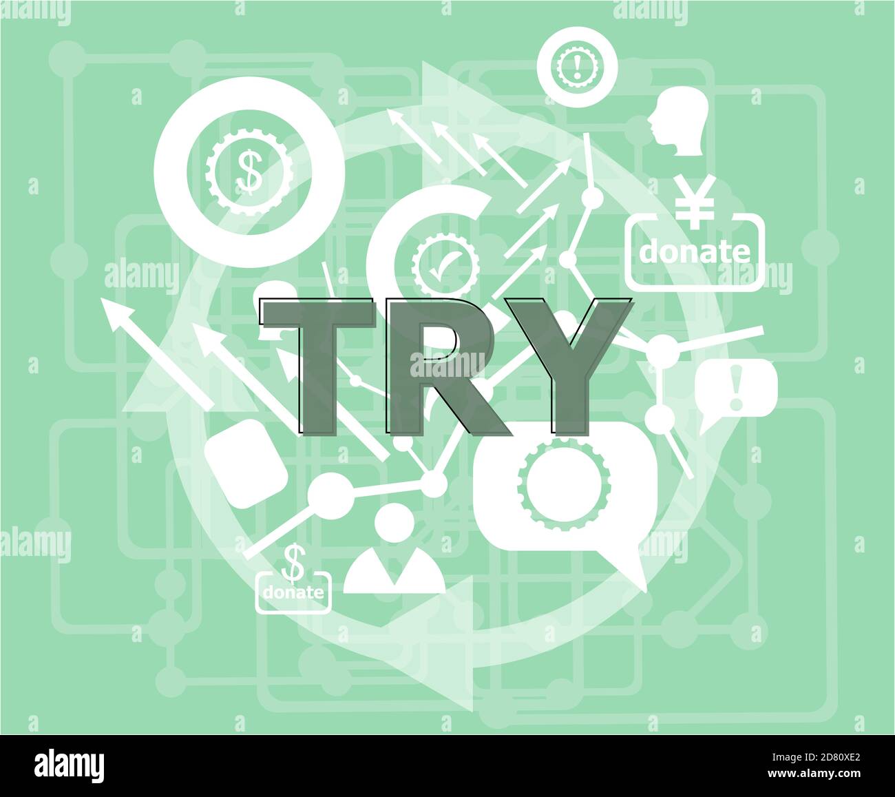Text Try. Social concept . Infographics collection icons of web ...