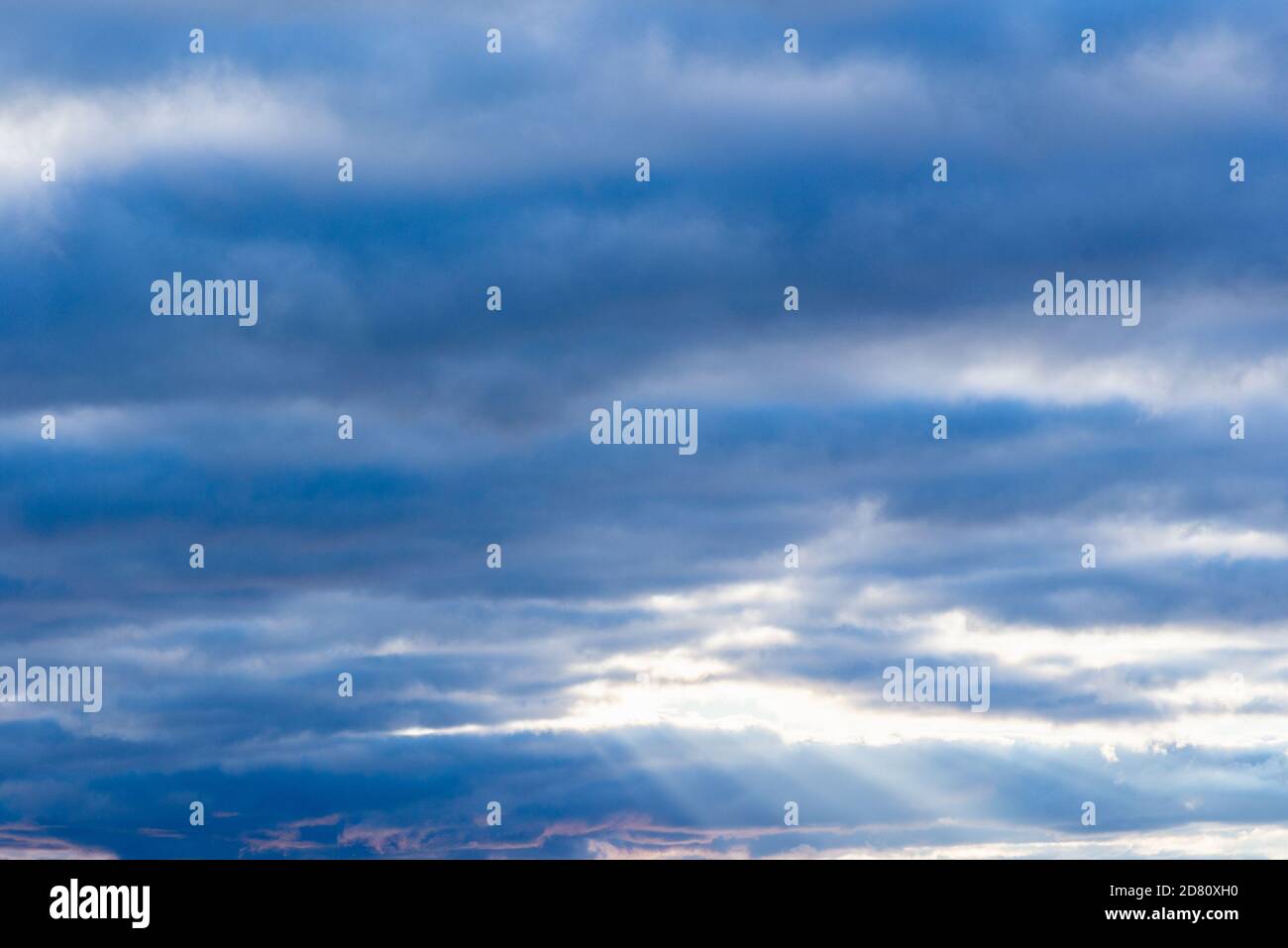 Nice blue sky background with white clouds sun rays autumn day Stock ...