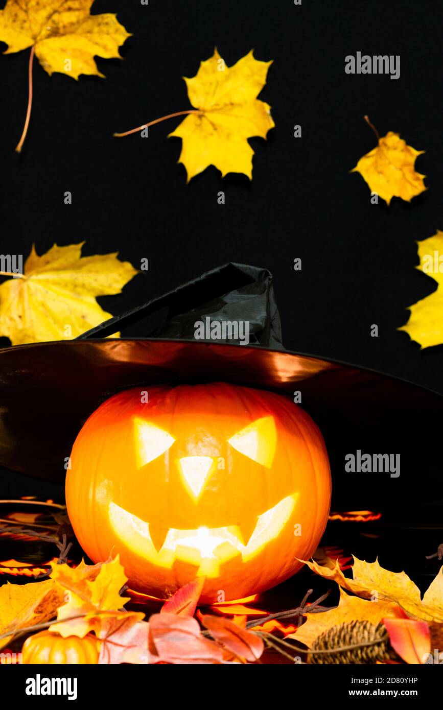 Halloween Still Life Colorful Theme Scary Decorated Dark and yellow ...