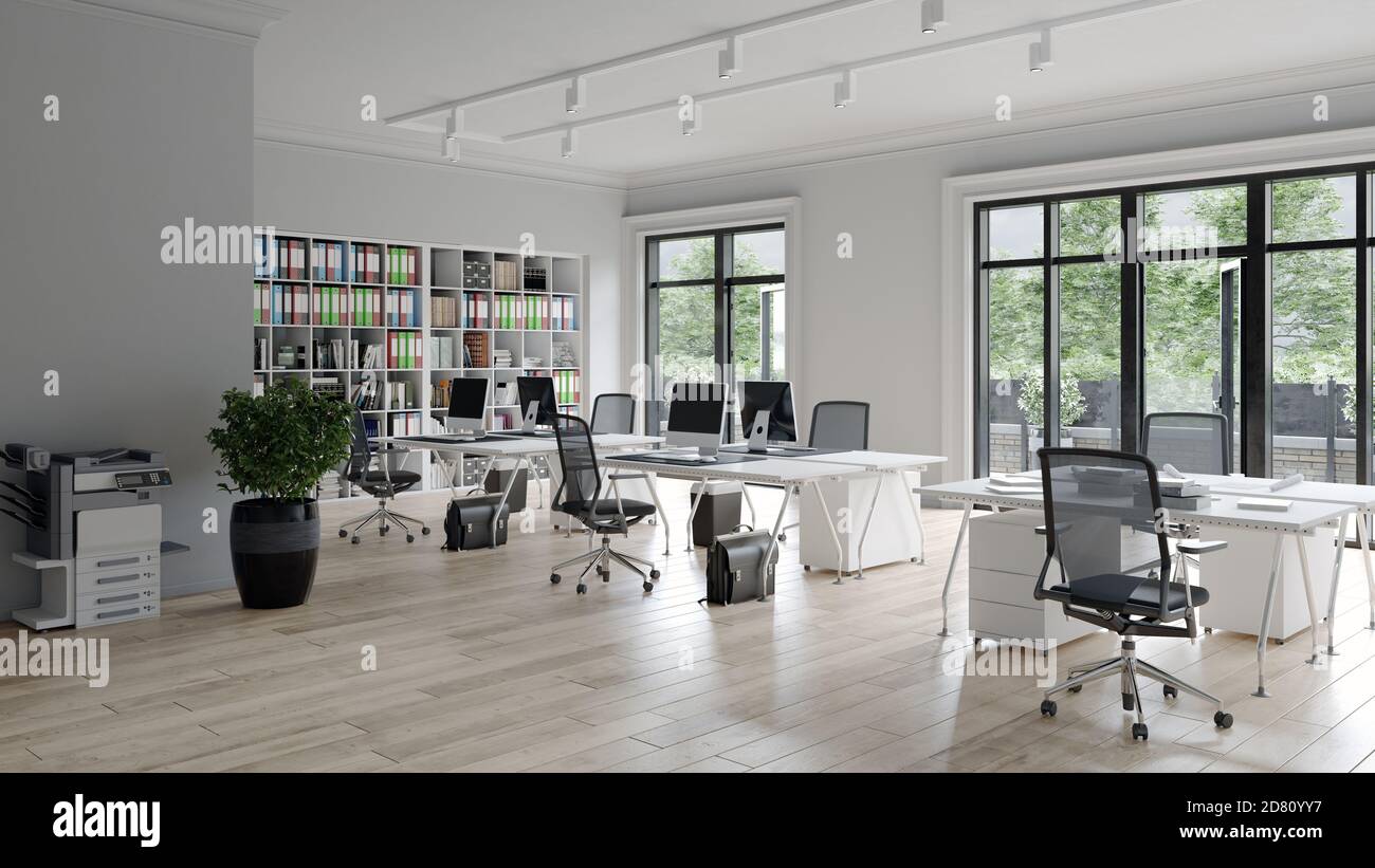 contemporary office interior. 3d rendering design concept Stock Photo ...