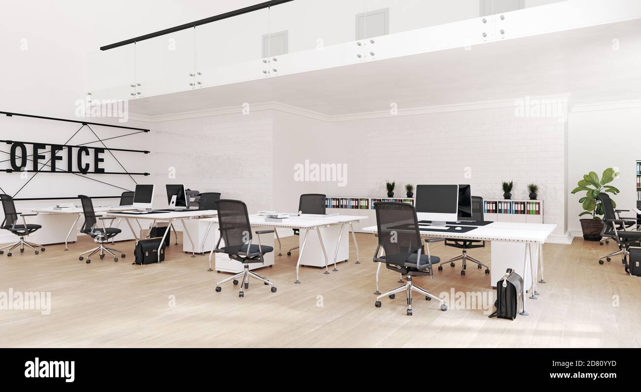 contemporary office interior. 3d rendering design concept Stock Photo ...