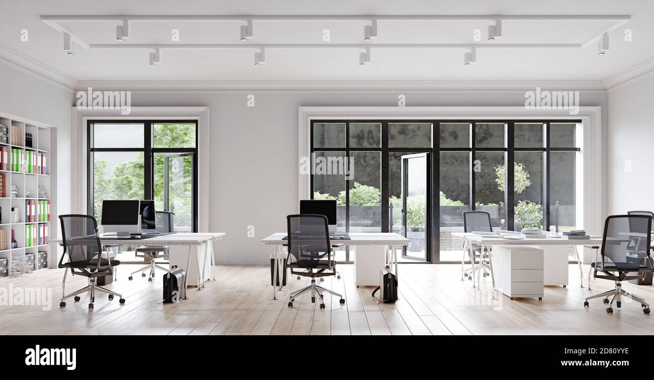 contemporary office interior. 3d rendering design concept Stock Photo ...