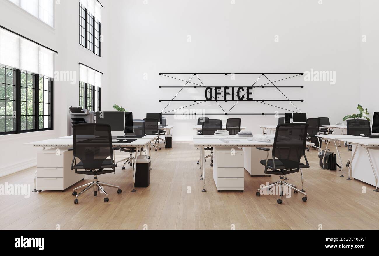contemporary office interior. 3d rendering design concept Stock Photo ...