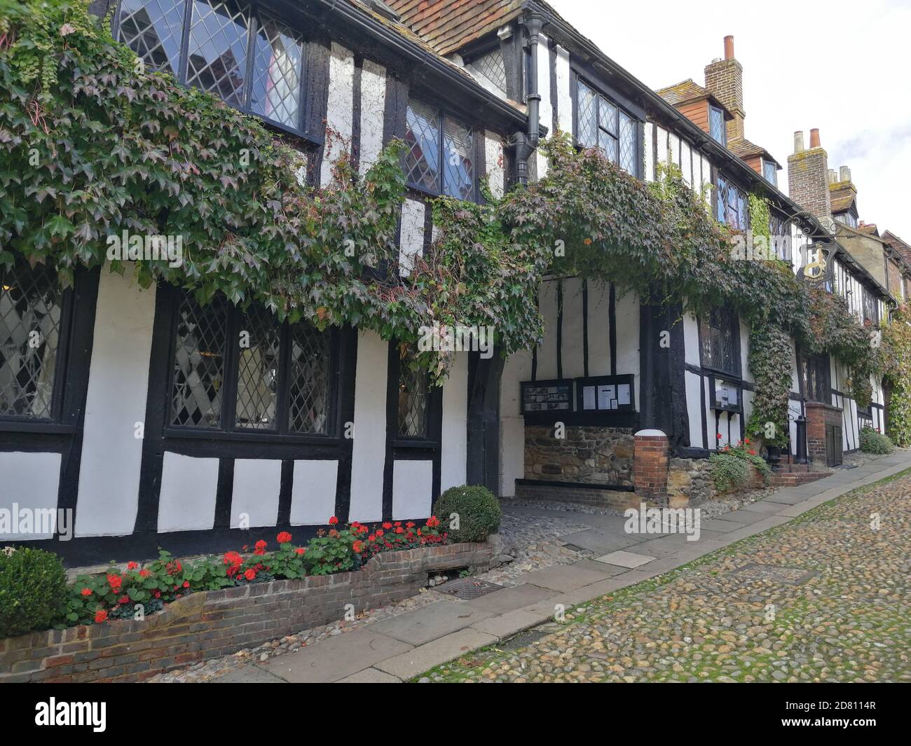 The medieval Mermaid Inn built in 1420 along Mermaid Street Rye, East ...
