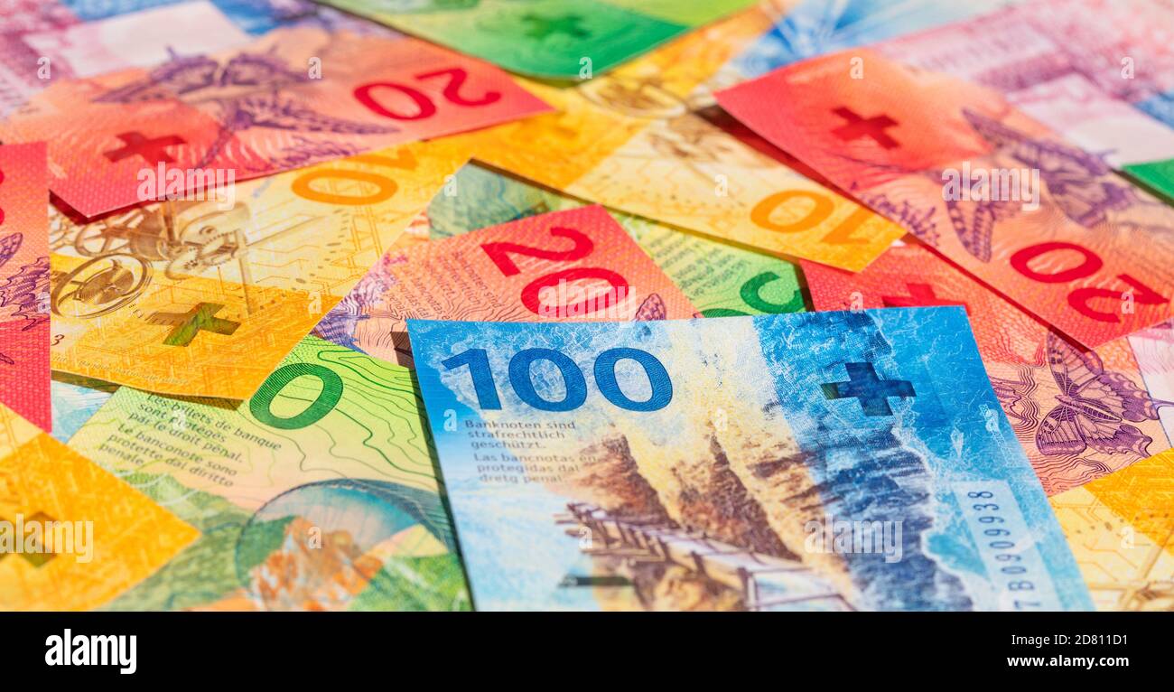 Collection of the new swiss banknotes (issued in 2017-2019 Stock Photo ...